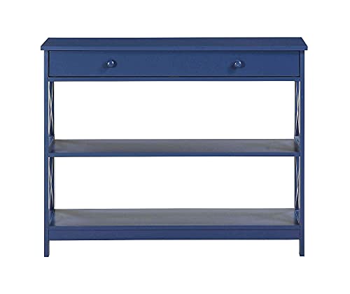 Convenience Concepts Oxford 1 Drawer Console Table with Shelves, Cobalt Blue
