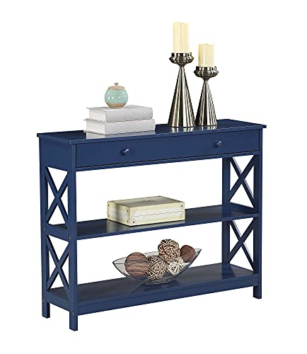 Convenience Concepts Oxford 1 Drawer Console Table with Shelves, Cobalt Blue