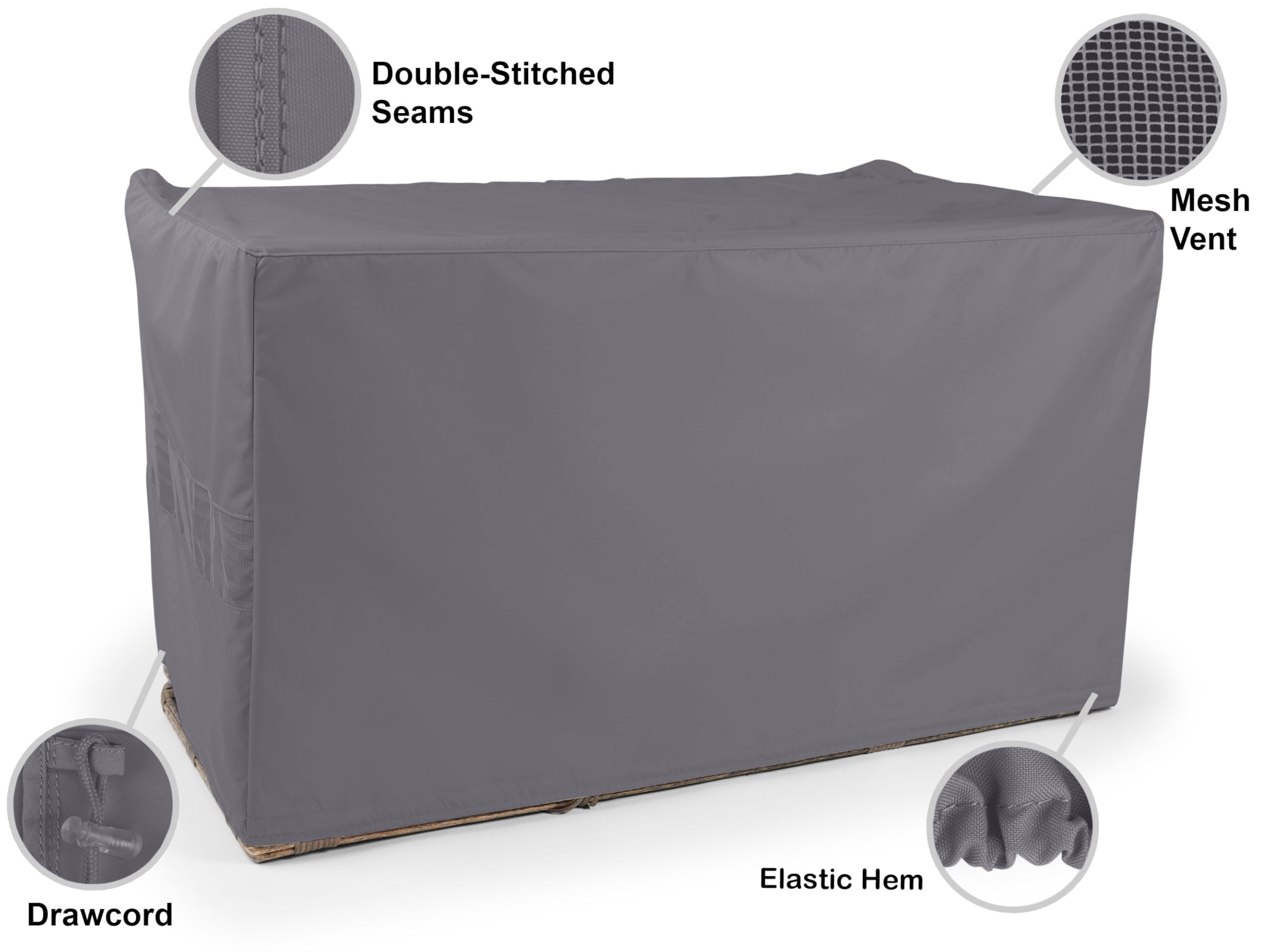 Covermates Outdoor Modular Sectional Sofa Loveseat Cover - Water Resistant Polyester, Drawcord Hem, Mesh Vents, Seating and Chair Covers, 84W x 34D x 30H, Charcoal