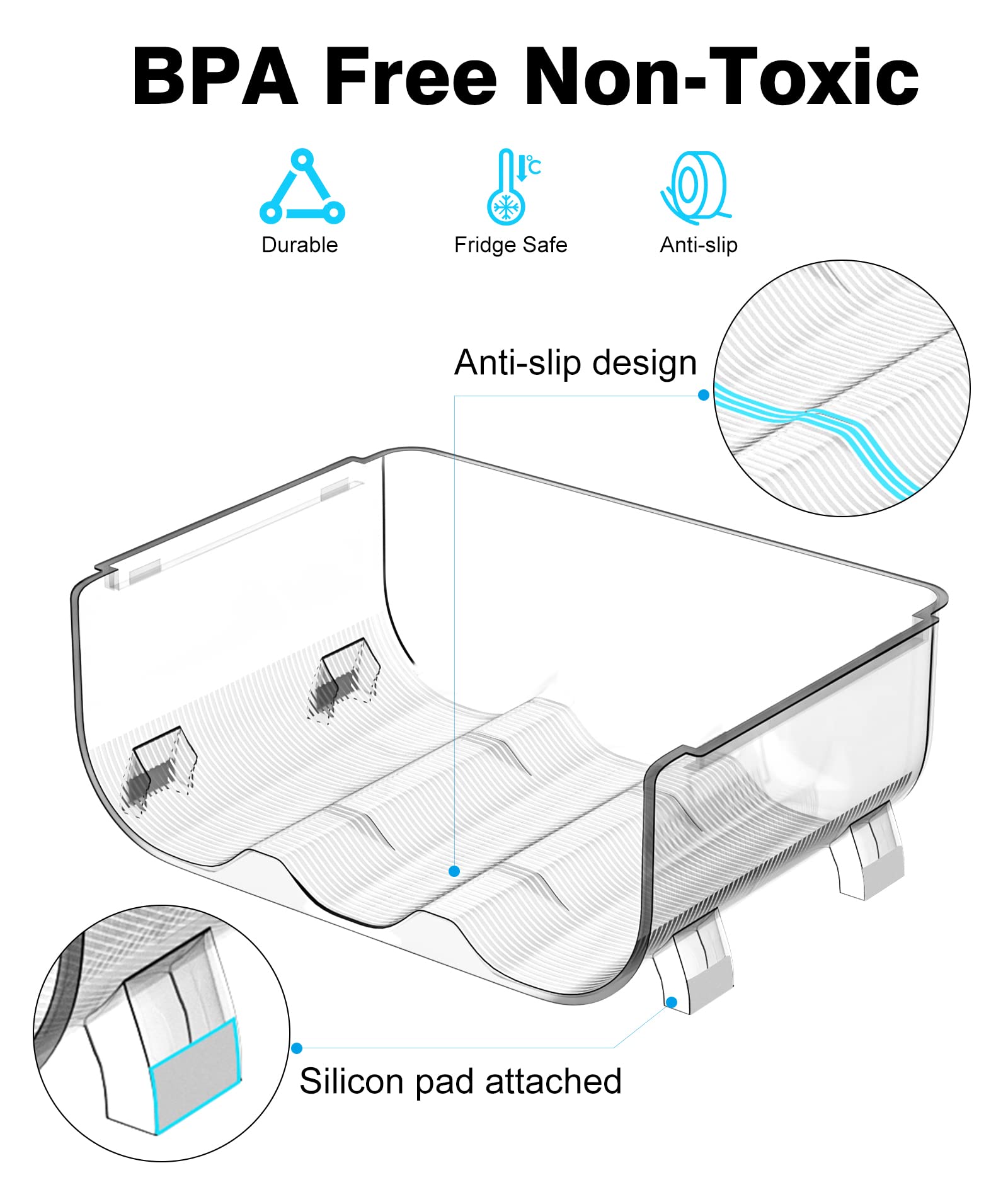 Hyperzoo Water Bottle Organizer, Water Bottle Holder, Plastic Stackable Water Bottle Storage Rack for Kitchen Cabinets/Countertop/Refrigerator/Pantry Storage/Home Organization and Storage, Clear-4pack