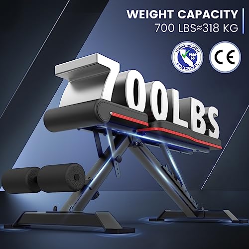 PASYOU Adjustable Weight Bench Press (9x4x3 Positions), Foldable Workout Bench, 700 Pounds Load Flat Incline Decline Strength Training Benches, Sit Up Exercise Equipment