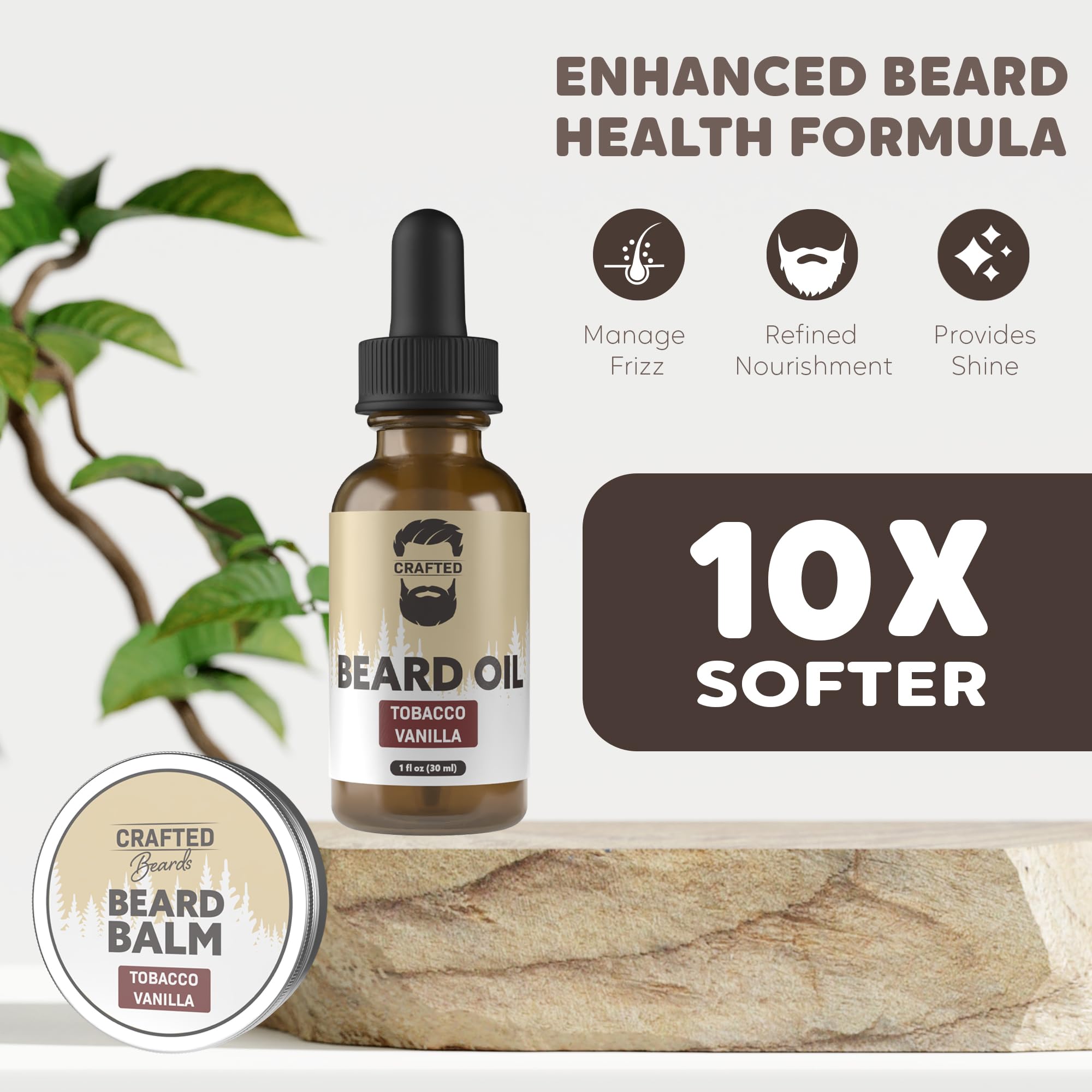 Deluxe Beard Oil and Beard Balm - For a Softer, Smoother, Moisturized Beard - Made with All-Natural and Organic Ingredients - Leave in Conditioner - Beard Care Kit for Men - Tobacco Vanilla Scent