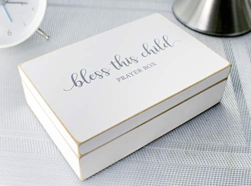 Lillian Rose Bless This Child Prayer Box with Prayer Cards, Off White