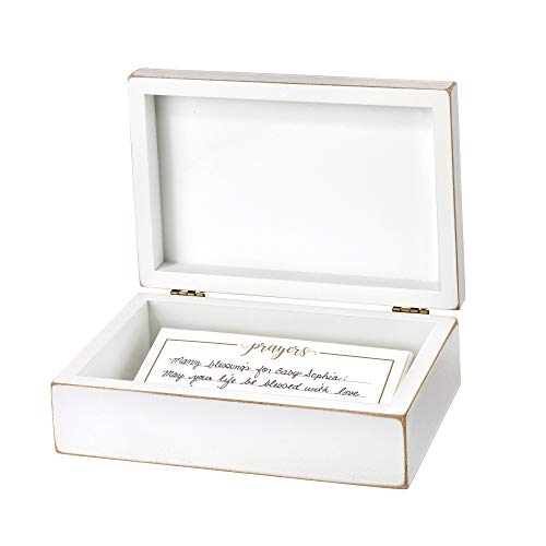 Lillian Rose Bless This Child Prayer Box with Prayer Cards, Off White
