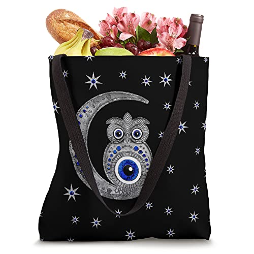 Evil Eye Amulet - Owl on the moon Tote Bag