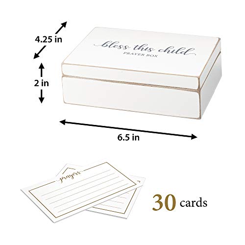 Lillian Rose Bless This Child Prayer Box with Prayer Cards, Off White