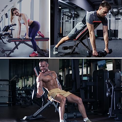 PASYOU Adjustable Weight Bench Press (9x4x3 Positions), Foldable Workout Bench, 700 Pounds Load Flat Incline Decline Strength Training Benches, Sit Up Exercise Equipment