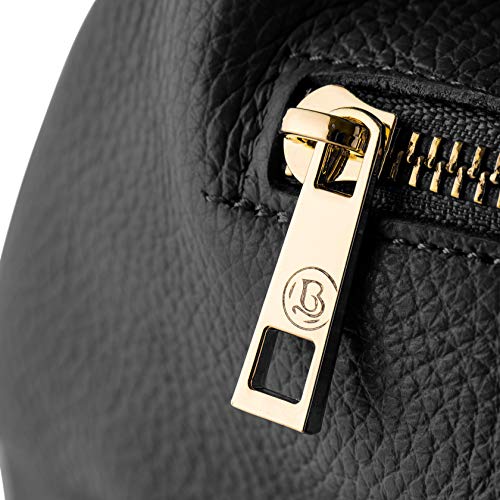 Baroncelli Italian Black Leather Purse for Women Genuine Soft Leather Medium Size Shoulder Crossbody Bag Made in Italy