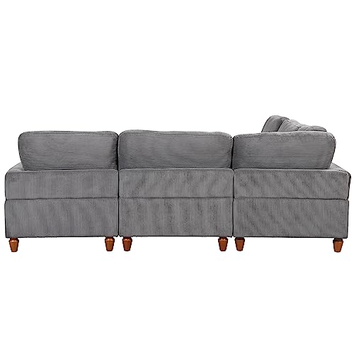 Free Combination Oversized Modular Sectional Sofa with Ottomans ,6 Seater Corduroy Upholstery L/U Shaped Reversible Corner Couch ,98" Sleeper Sofa&Couch Convertible Sofabed for Living Room Office
