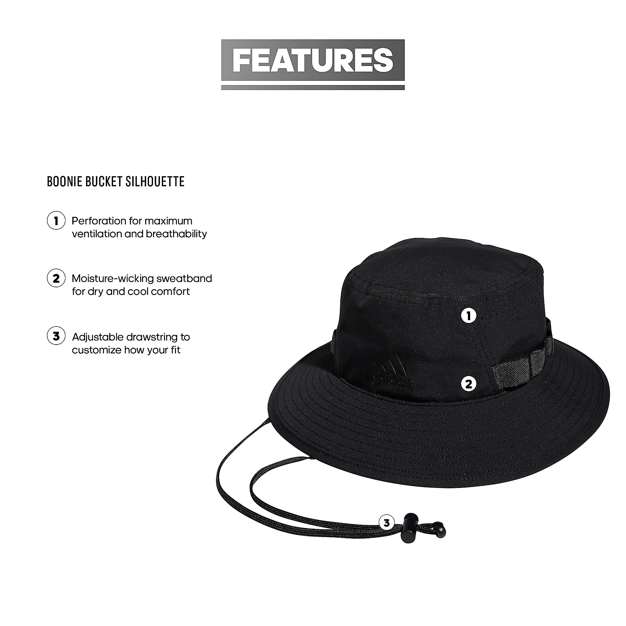 adidas Men's Victory Bucket Hat Outdoors and Sideline Wide Brim Style for Sun Protection, Black/4.0, Small-Medium