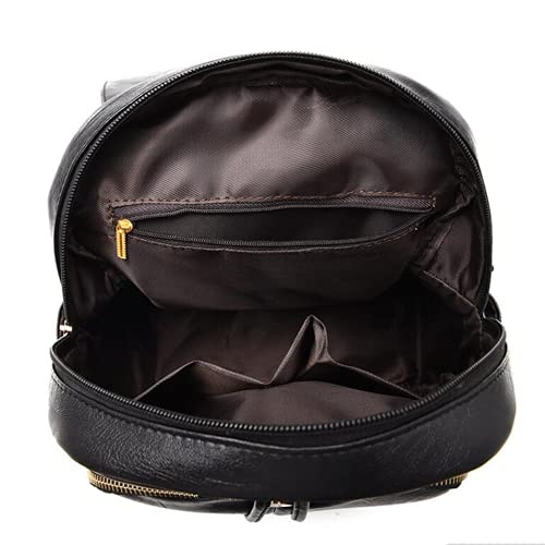 B&E LIFE Backpack Mini Backpack PU Leather Ladies Rucksack Shoulder Bag Purses Girls Backpack (Black)
