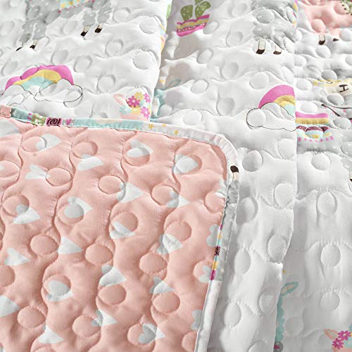 PB&J Make A Wish Southwest Llama Cactus White & Blush Reversible Throw Blanket, 50" x 60"