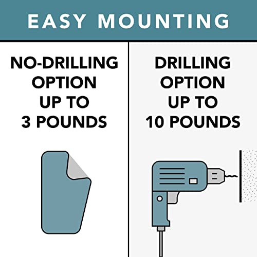 Fytz Design White Small Floating Shelf Set of 2 - Small Shelf for Wall with No Drill Shelf Option [ Adhesive Shelf ]