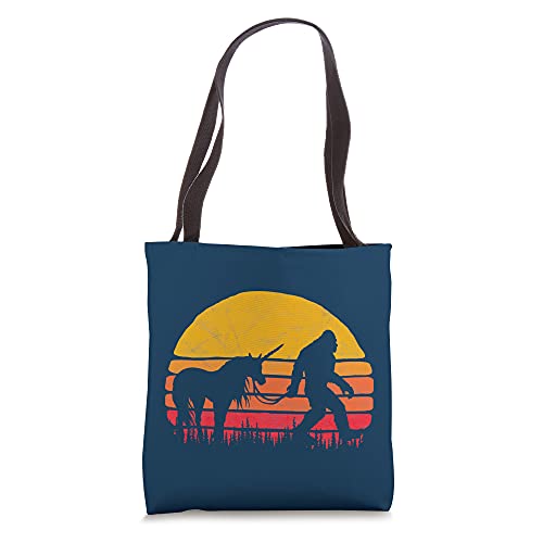 Funny Bigfoot / Sasquatch & Unicorn Retro Legends! Tote Bag