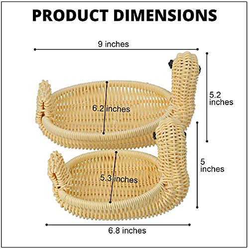 Shop LC Set of 2 Home Room Decor Beige Multi Purpose Durable Duck Shape Rattan Basket