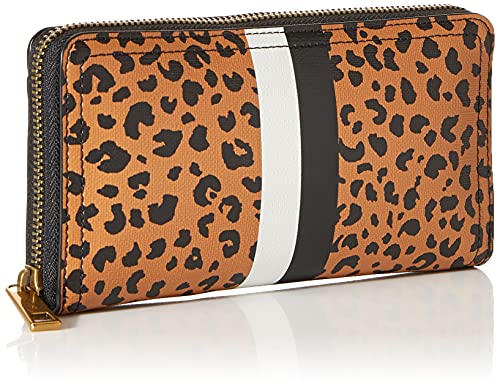 Fossil Women's Logan Leather RFID-Blocking Zip Around Clutch Wallet with Wristlet Strap