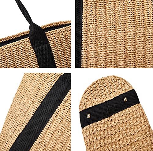 Women Straw Bags Summer Beach Tote Bag Handmade Woven Shoulder Crossbody Handbag
