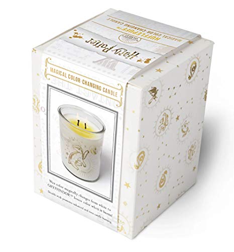 Harry Potter Color Changing Hufflepuff Candle, Large 10 oz - Wax Turns from White to Yellow When Lit - Soy Wax, Unscented - Great Gift for Harry Potter Fans