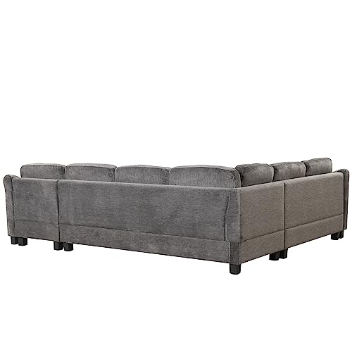 Oversized Modular Sofa Reversible Sectional Couch U Shaped Sofá with Movable Ottoman and Right Side Chaise Lounge,Velvet Upholstery 8 Seat Couches for Living Room Apartment Office Spacious Space