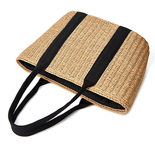 Women Straw Bags Summer Beach Tote Bag Handmade Woven Shoulder Crossbody Handbag