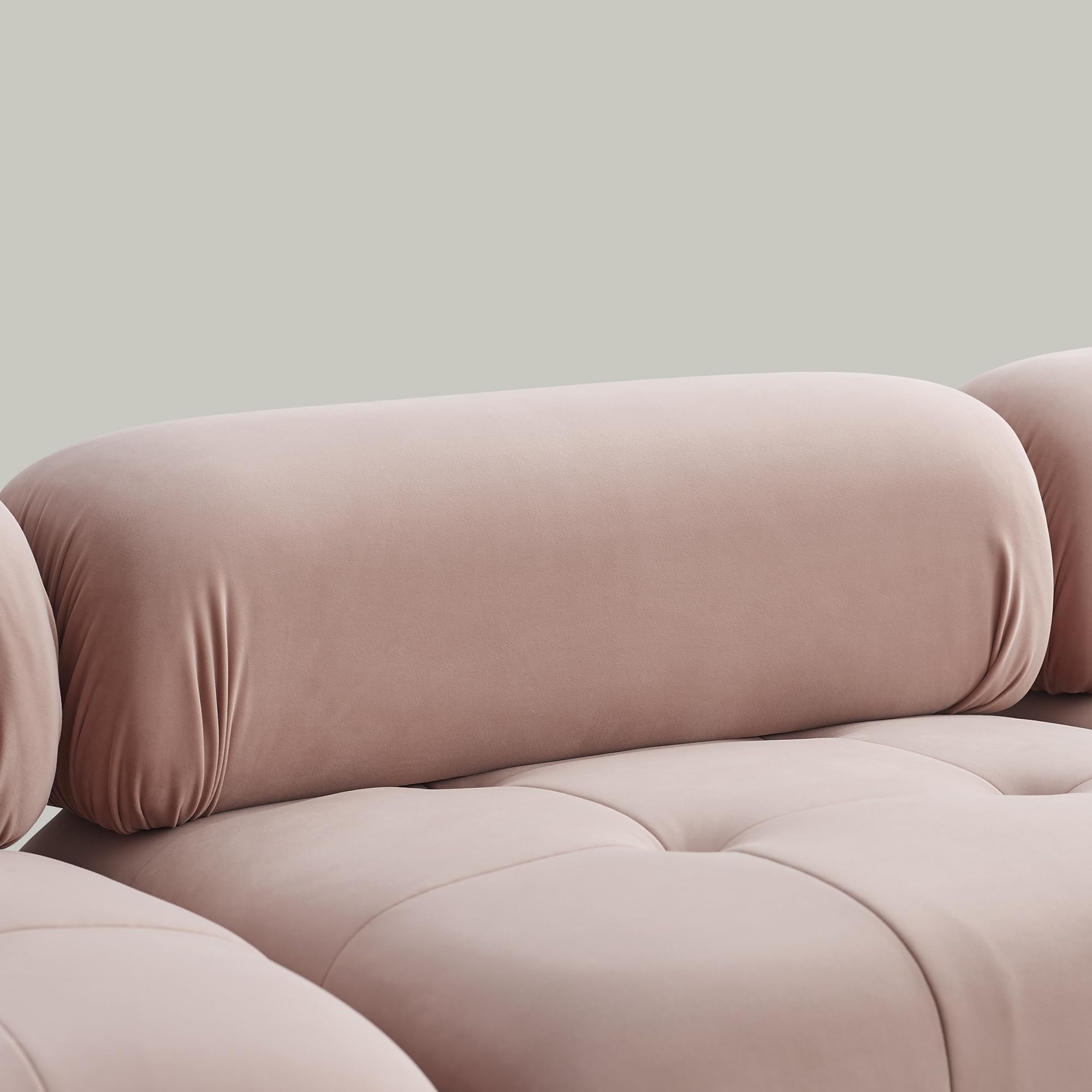 NordStorm 93" Modular Sectional Sofa, Upholstery Teddy Velvet Fabric Couch for Living Room Apartment, Convertible L Shaped Couch with Reversible Ottoman, Button Tufted Designed Free Combination