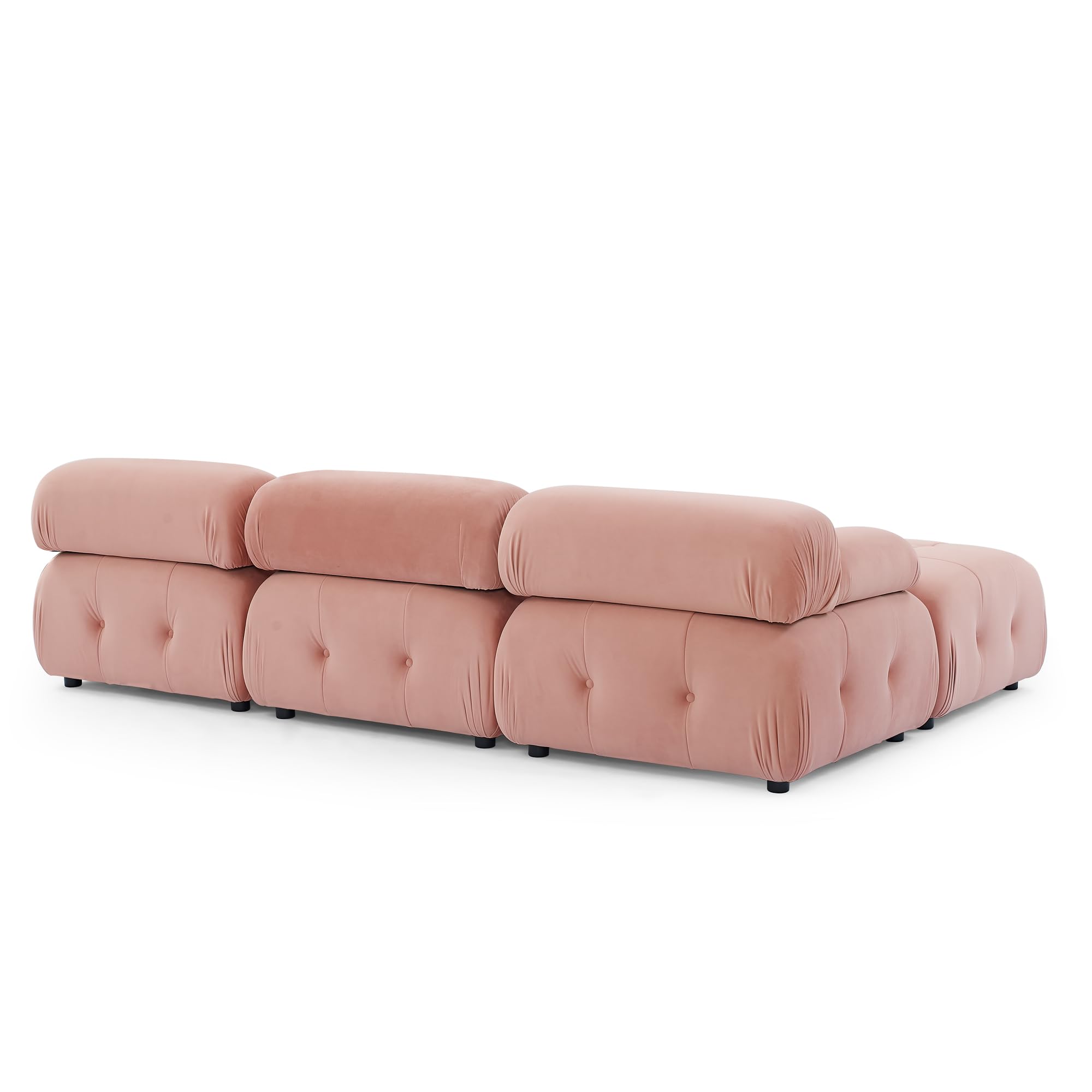 NordStorm 93" Modular Sectional Sofa, Upholstery Teddy Velvet Fabric Couch for Living Room Apartment, Convertible L Shaped Couch with Reversible Ottoman, Button Tufted Designed Free Combination