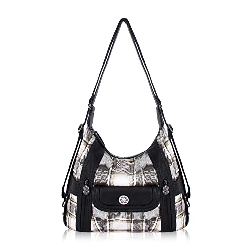 Angel Kiss Purses and Handbags for Women Washed Vegan Leather Crossbody Hobo Satchel Shoulder Mutipocket Tote Purse