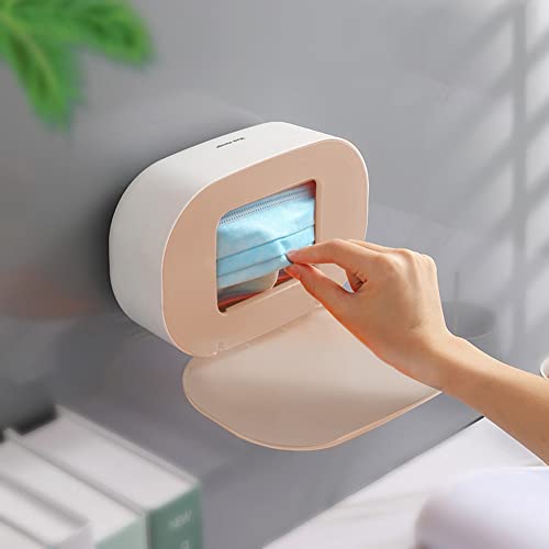 AnyCar Wipes Holder, Household Large Capacity Sealing Tissue Storage Holder, Wall Mount Wipes Mask Storage Box, Desktop Wall Storage Box with Lid (Pink)