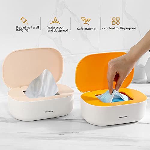 AnyCar Wipes Holder, Household Large Capacity Sealing Tissue Storage Holder, Wall Mount Wipes Mask Storage Box, Desktop Wall Storage Box with Lid (Pink)