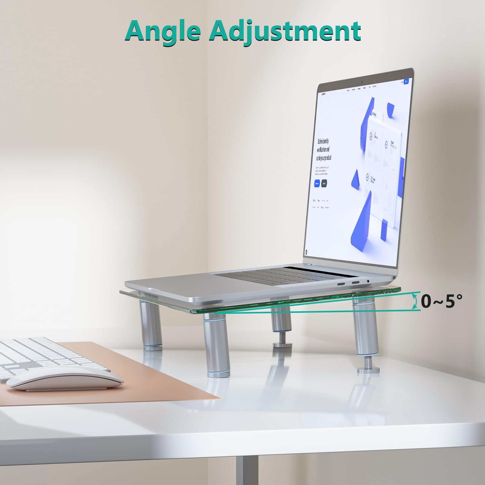 WALI Rectangular Tempered Glass Monitor Riser Desktop Stand Height Adjustable Table Top for Flat Screen LCD LED TV, Laptop, Notebook, Display (GTT001), 16 X 10 inch, Clear