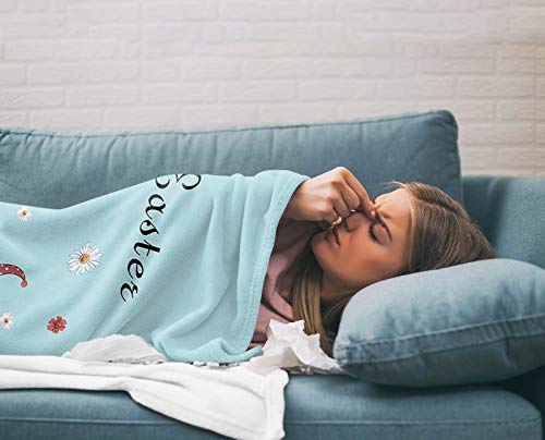 Throw Blankets Happy Easter Gnomes Basket Eggs Fuzzy Soft Bed Cover Bedspread Microfiber Luxury Blanket for Travel Stadium Camping Couch Sofa Chair Blue