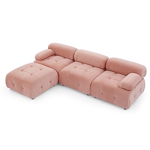 ERYE Pink Velvet Button Tufted, 93"