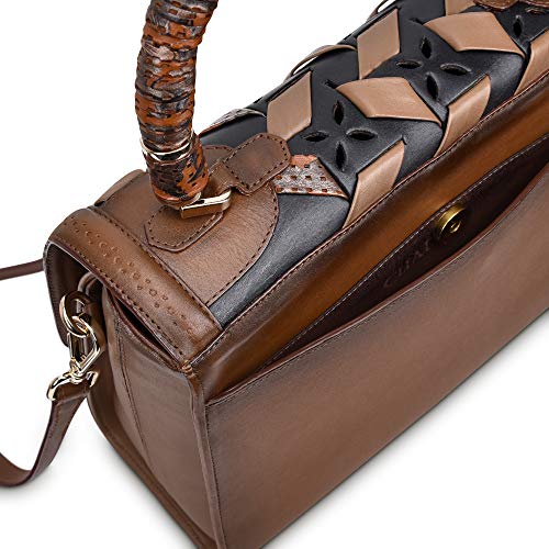 Cuadra Women's Satchel Bag in Genuine Leather Brown