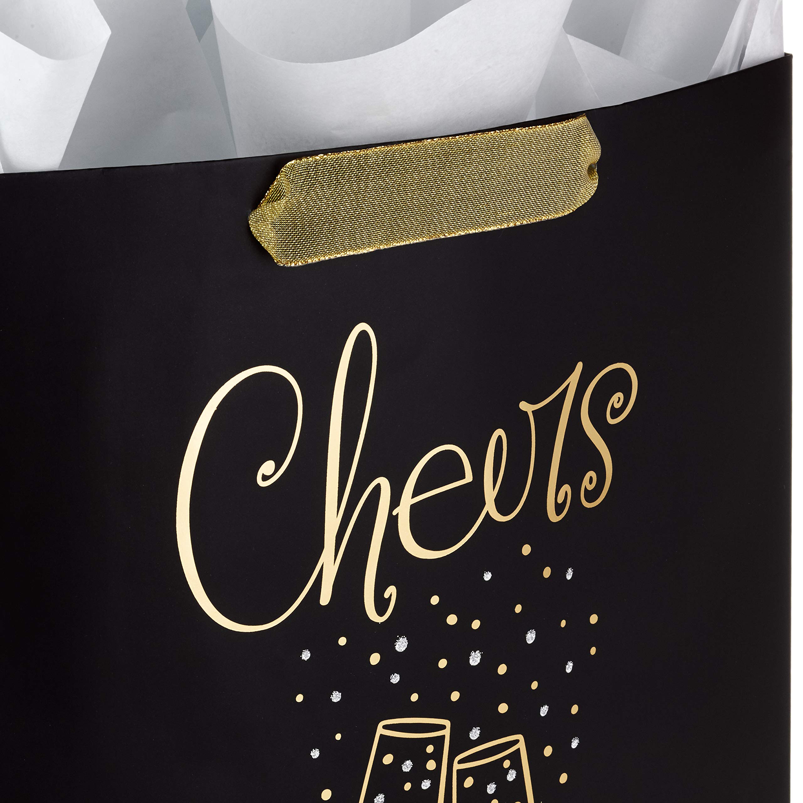Hallmark All Occasion Gift Bags Assortment with Tissue Paper - Black and Gold (Pack of 3, 2 Large 13" and 1 Medium 9" for Anniversaries, Weddings, Birthdays, Holidays and More)
