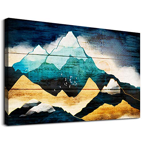 Abstract Mountain Pictures Canvas Wall Art For Bedroom Room Bathroom Decorations Office Wall Decor Vintage Wood Grain Background Paintings Canvas Prints Artwork Modern Ready To Hang Home Decoration