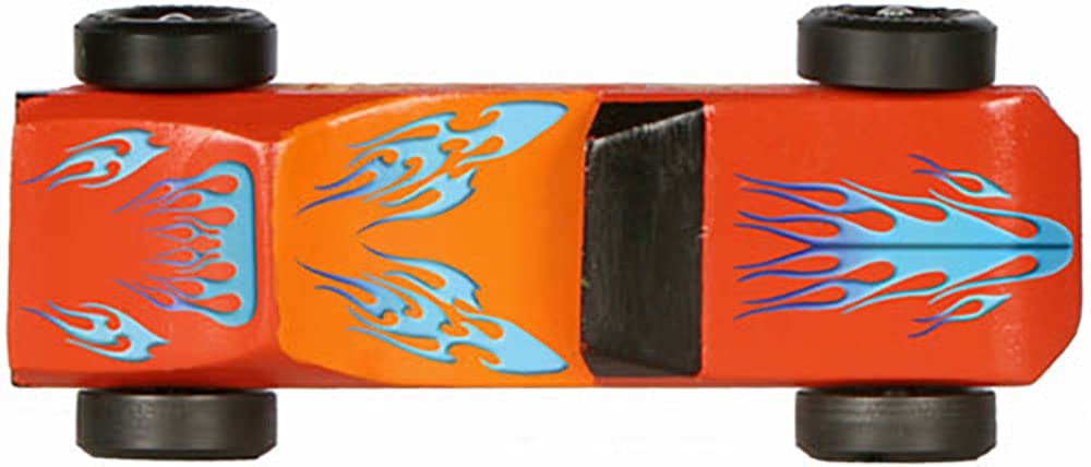 ABC Pinewood Car Blue Flames Decals Compatible with Pinewood Derby Cars