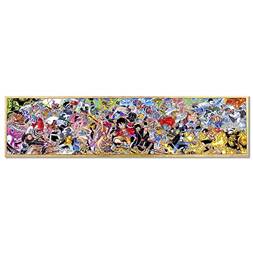 PINKNORDIC Anime WT100 Poster The Straw Hat Pirates Zoro ACE Canvas Wall Art for Living Room Decor Boy Gift (Unframed, 12x48inch)