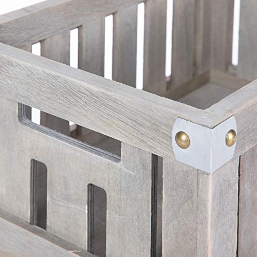 Home Zone Living Wood Storage Crate for Organization and Storage, 3 Pack, Brown