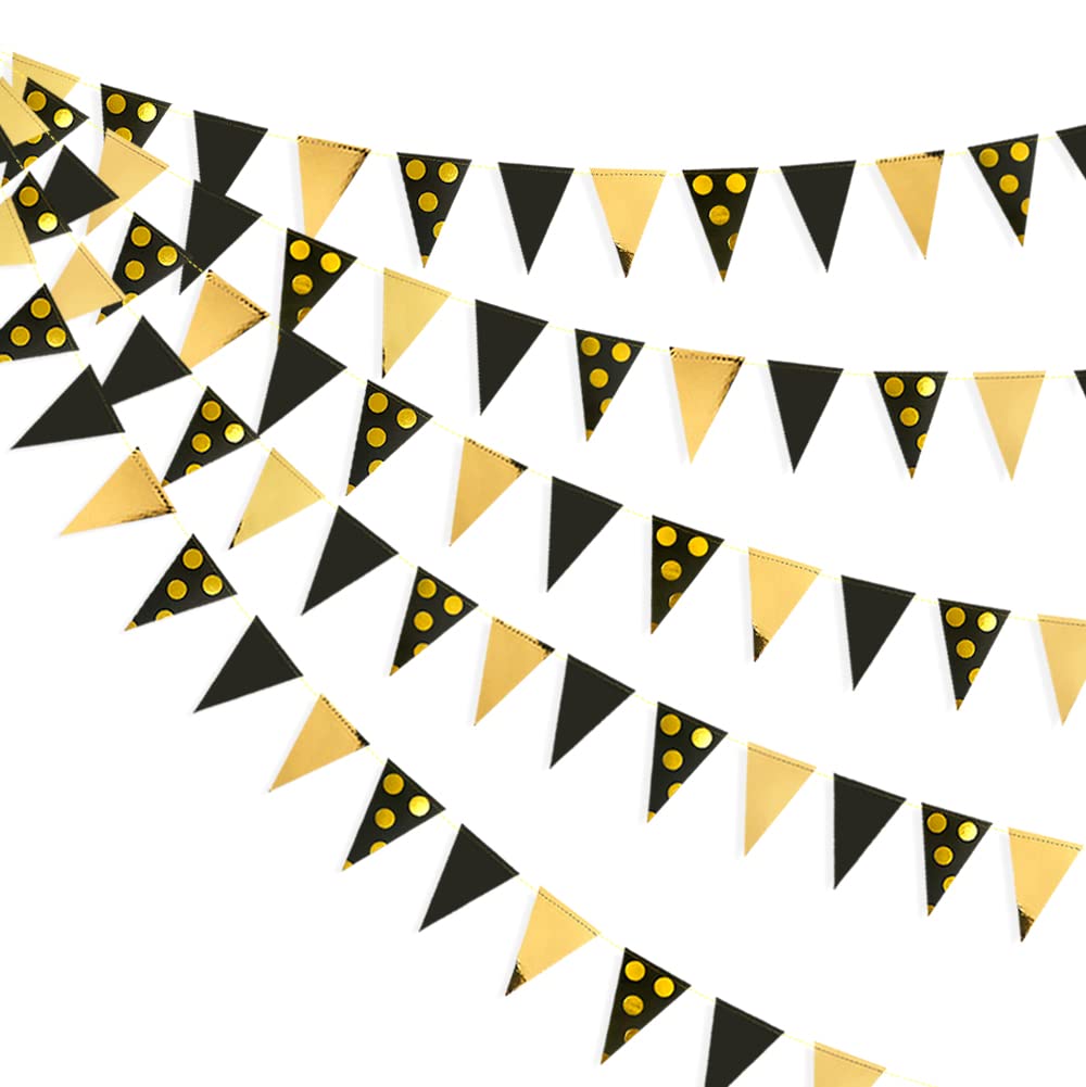 30Ft Rose Gold Polka Dot Pennant Banner Paper Circle Dot Triangle Flag Bunting Garland Streamer for Wedding Baby Bridal Shower Birthday Bachelorette Engagement Christmas Holiday Xmas Party Decorations