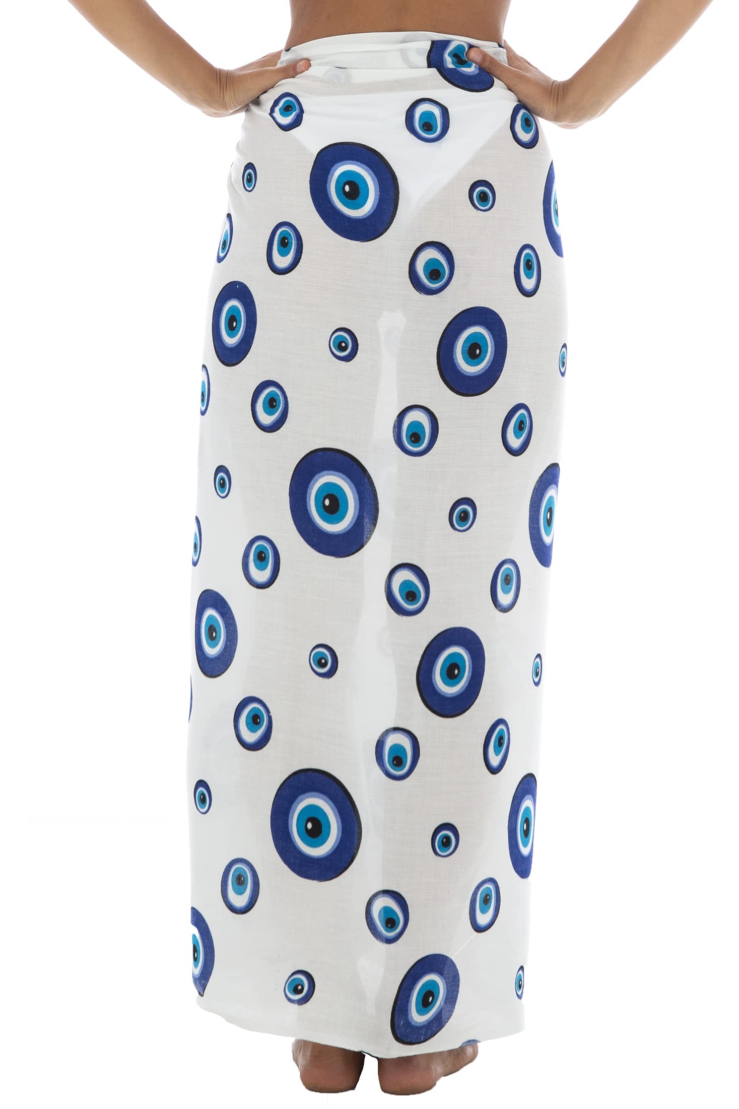 Back From Bali Womens Evil Eye Sarong Swimsuit Cover Up Greek Island Third Eye Pareo Wrap Skirt