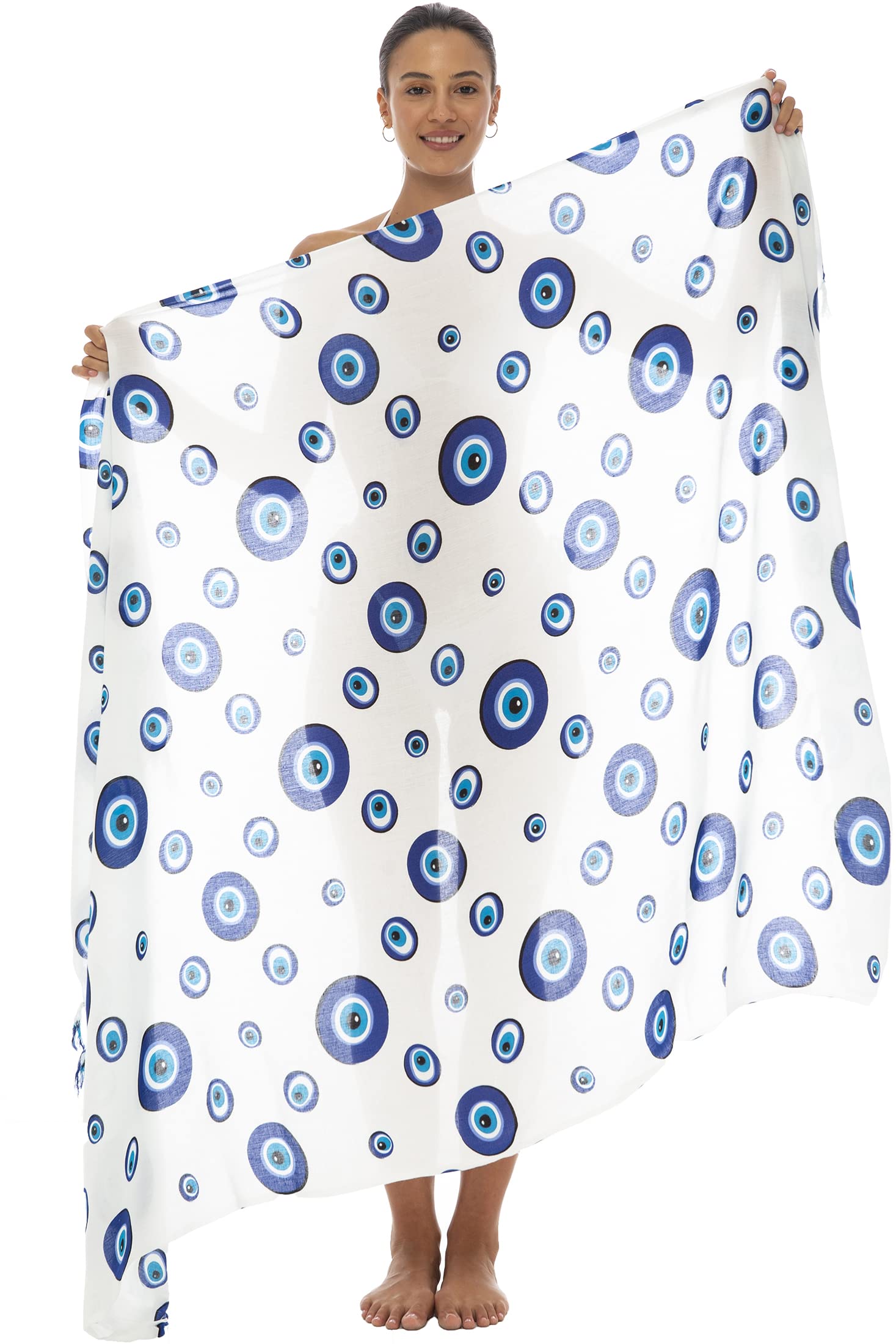 Back From Bali Womens Evil Eye Sarong Swimsuit Cover Up Greek Island Third Eye Pareo Wrap Skirt