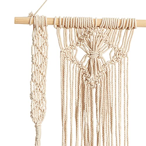 24in. Boho Chic Wood Macrame Single Shelf Woven Diamond Wall Art Décor