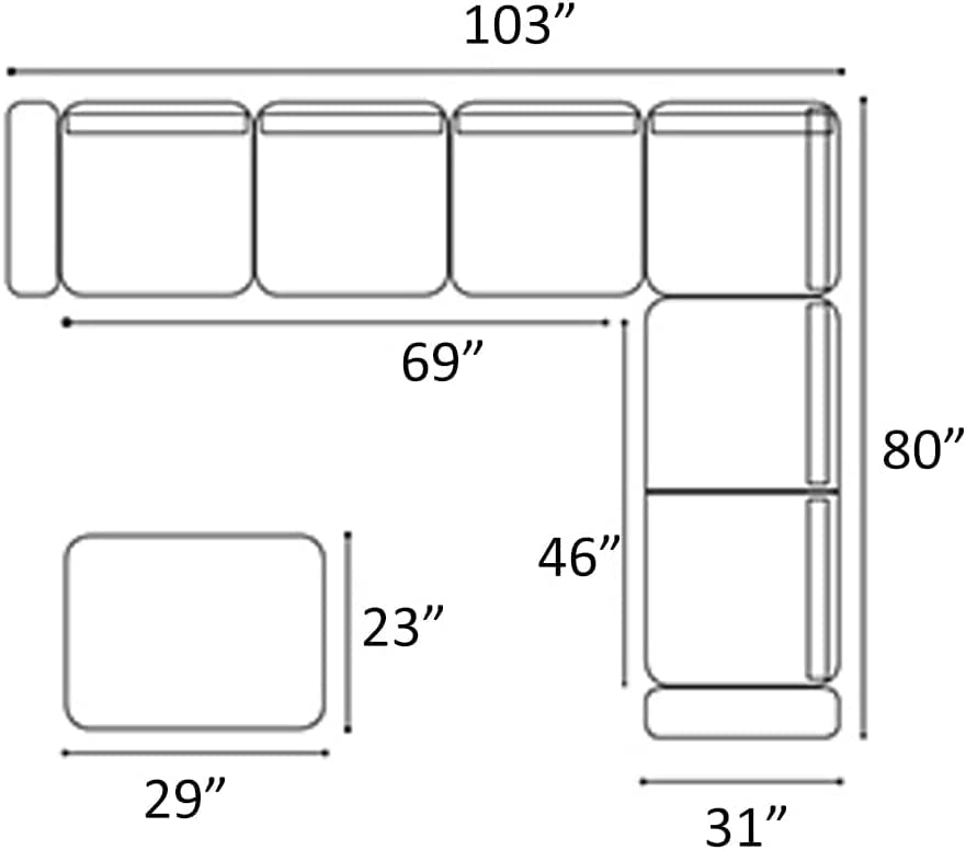 7 Pieces Modular Sectional Sofa, Indoor Convertible Furniture Fabric Upholstered Couch with Ottoman for Living Room