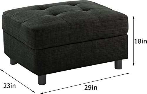 7 Pieces Modular Sectional Sofa, Indoor Convertible Furniture Fabric Upholstered Couch with Ottoman for Living Room