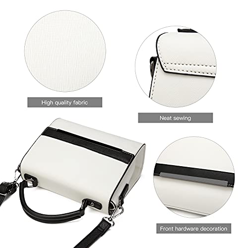HARRELSA Small Crossbody Handbags Top Handle Satchel Purse for Women Little Handbag with Adjustable Long Shoulder Strap (White)