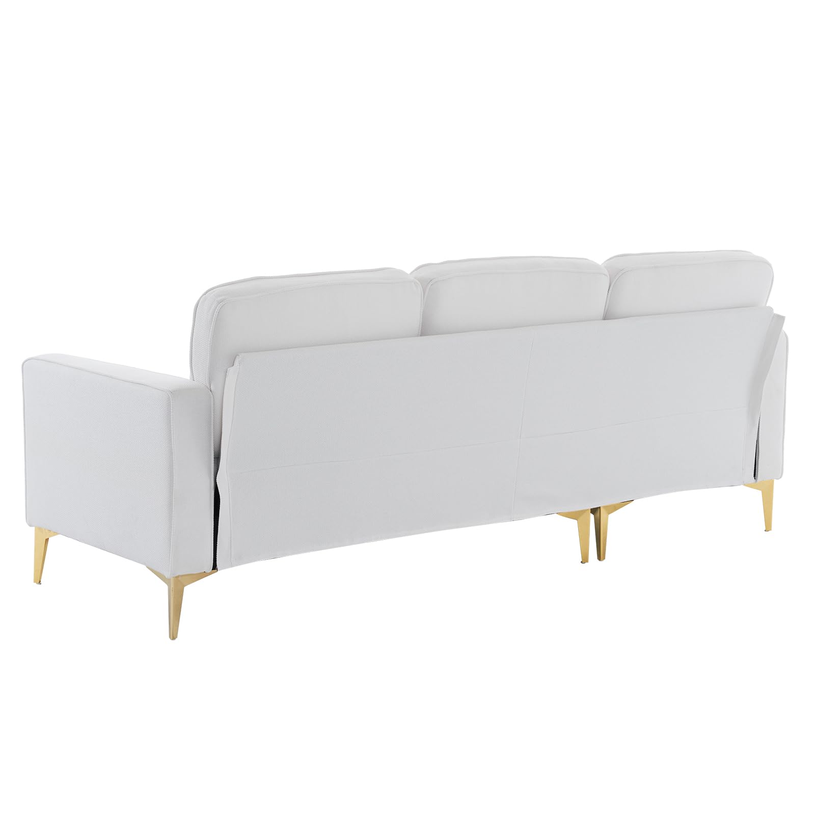 voqoomkl 85" Burlap Fabric Sectional Sofa Couch with Reversible Chaise, L-Shape Couch with Bolster Pillows and Metal Legs, 3 Seats Modular Sofa for Living Room Apartment Small Space, Beige