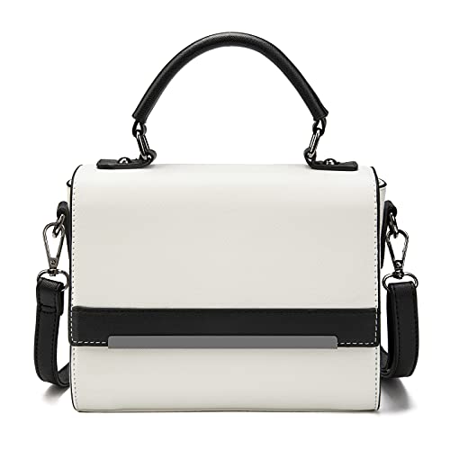 HARRELSA Small Crossbody Handbags Top Handle Satchel Purse for Women Little Handbag with Adjustable Long Shoulder Strap (White)