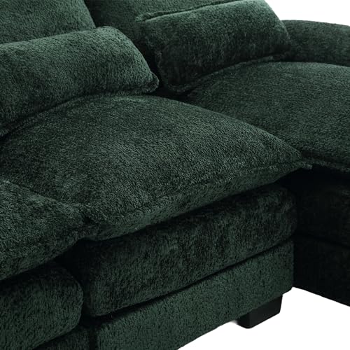 FREESNOOZE Modern Chenille U Shaped Sectional Sofa Modular Sectional Sofa Couch for Living Room (Green)