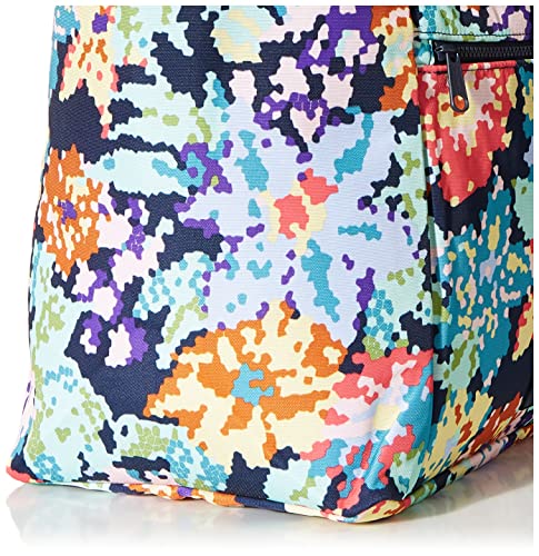 Vera Bradley Women's Recycled Lighten Up Reactive Drawstring Family Tote Bag, Happy Blooms Cross-Stitch, One Size