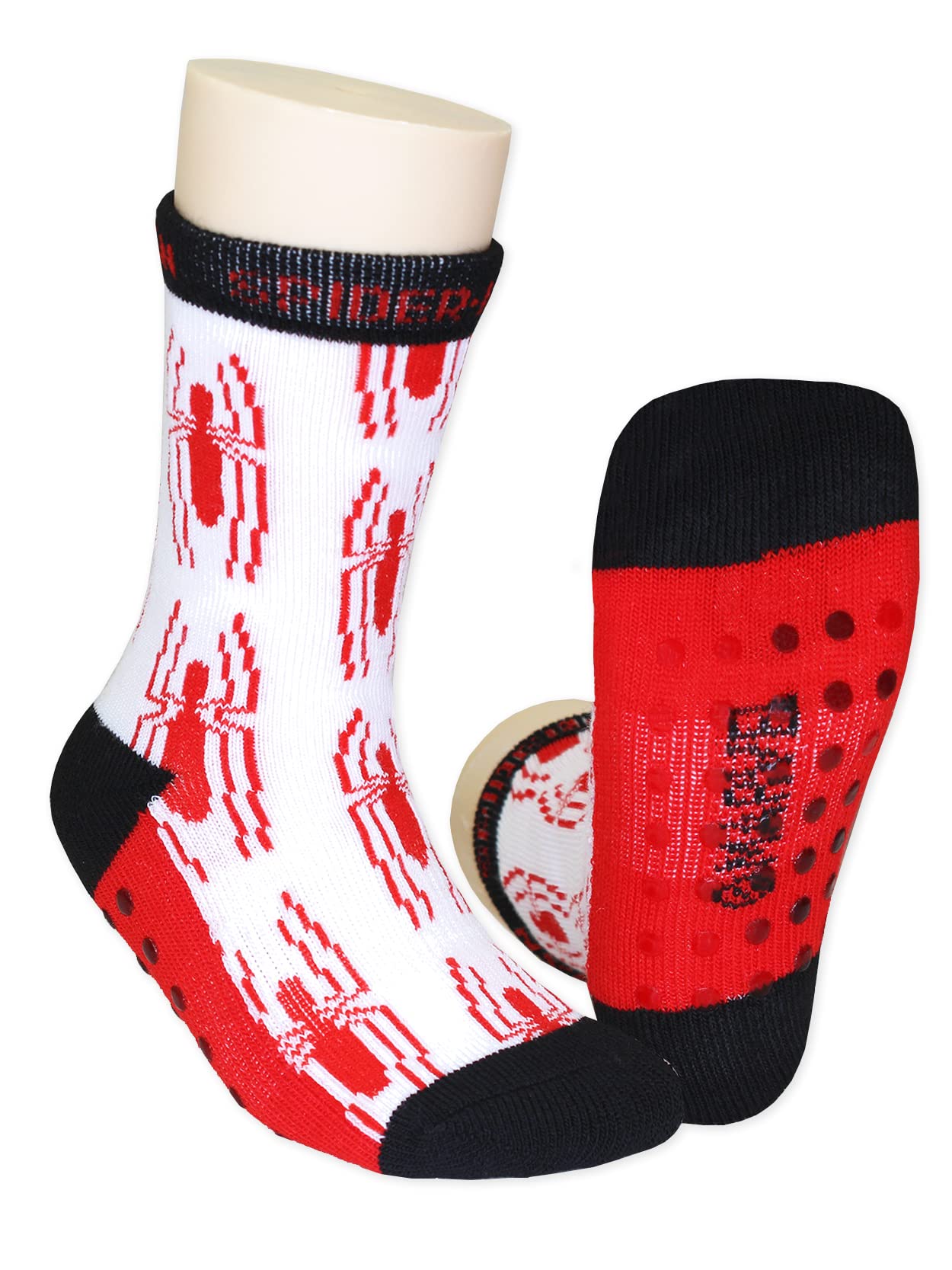 Marvel Super Hero Adventures Spider-Man Baby Toddler Boys 6 pack Socks with Grippers (5-7 yrs, Red/Blue)